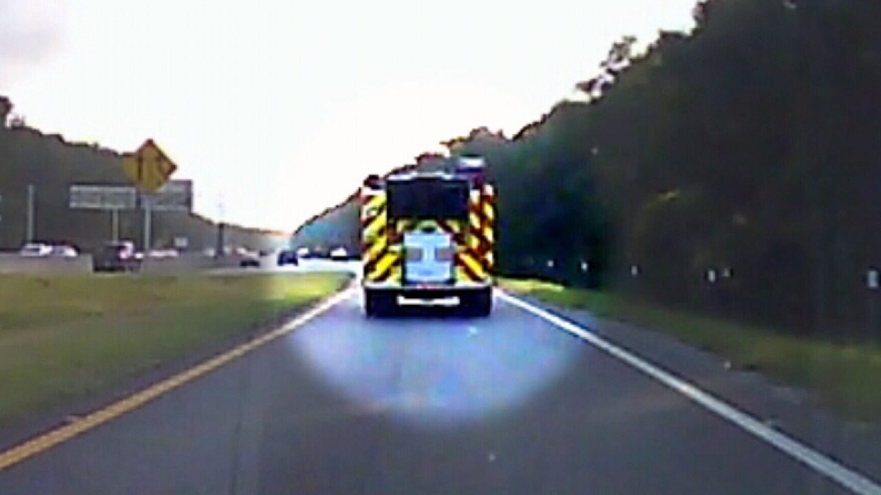 Driver: Dashcam video shows metal cap from JFRD fire truck hit... Driver: Dashcam video shows metal cap from JFRD fire truck hit...